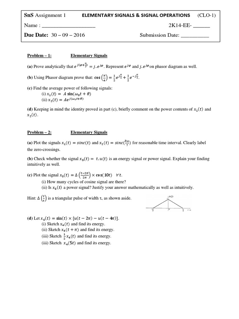 ELEMENTARY SIGNALS | PDF | Trigonometric Functions | Teaching Mathematics
