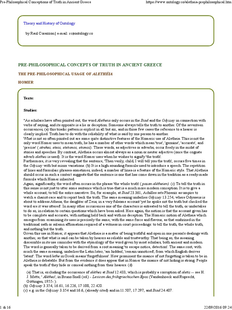Aletheia Prephilosophical | PDF | Truth | Poetry