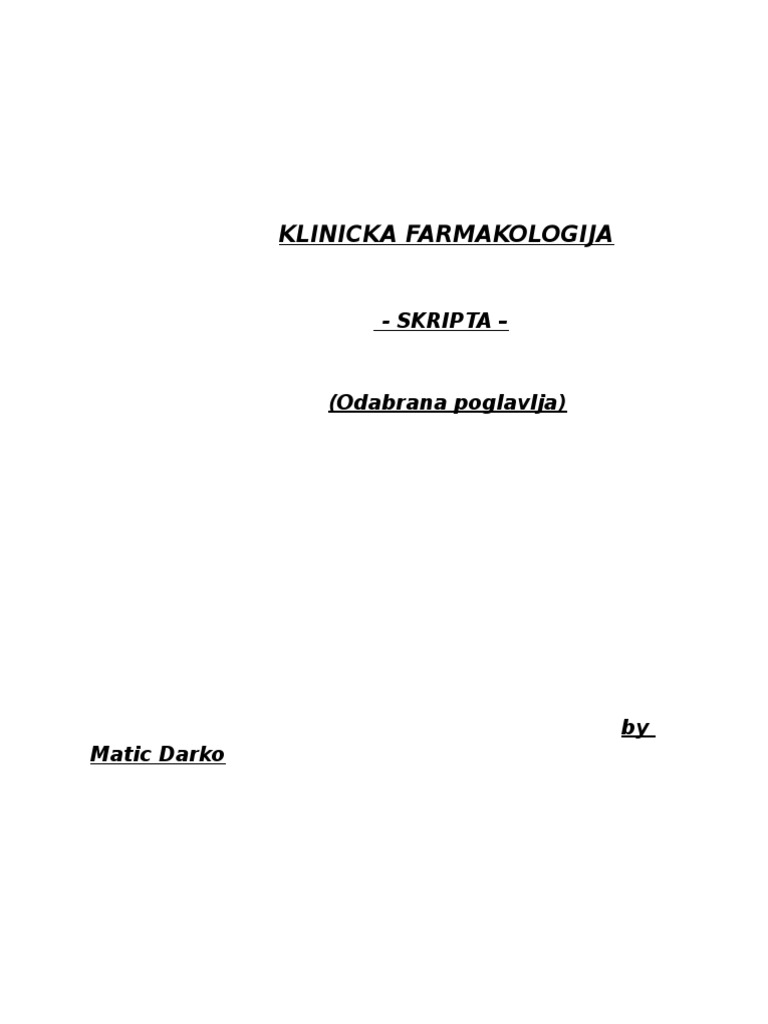 Klinicka Farmakologija Skripta | PDF