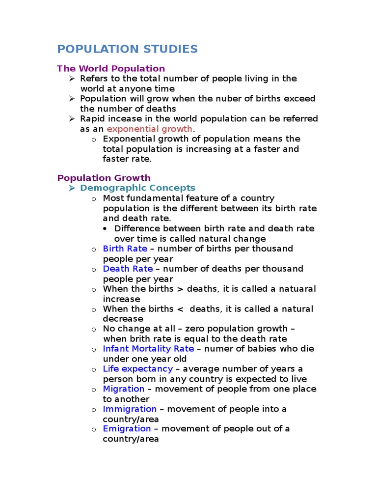 Geography - Population Studies | PDF | Population Growth | Mortality Rate