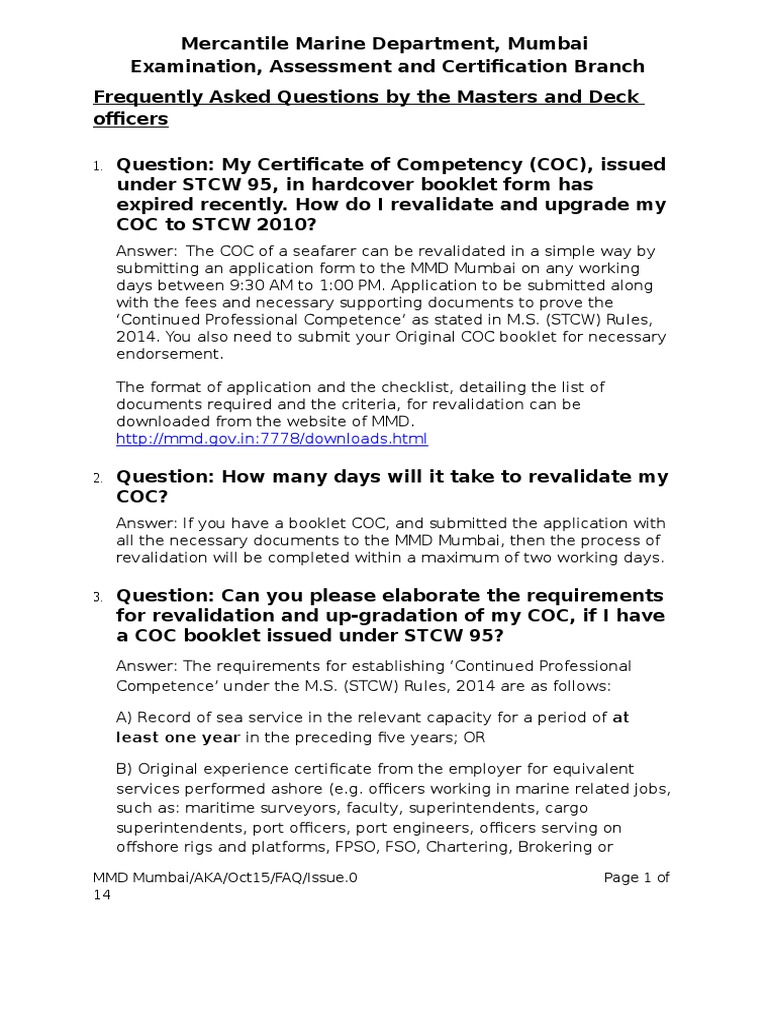 Frequently Asked Questions by The Masters and Deck Officers | PDF | Oil ...