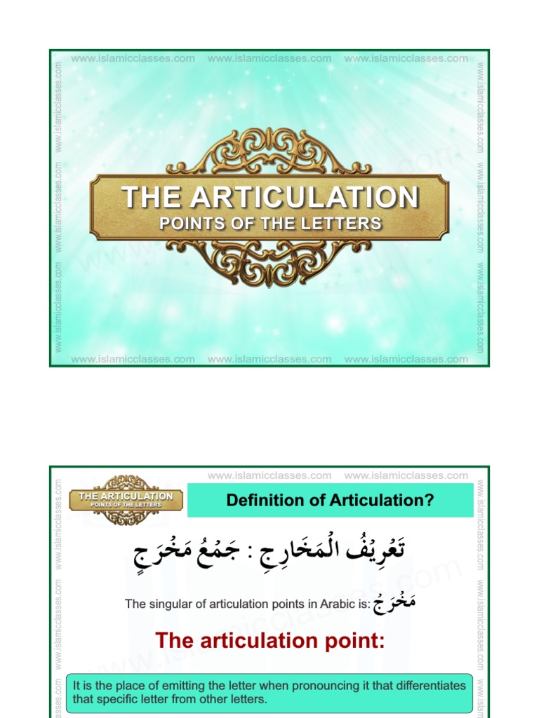Articulation Points of Arabic Letters | PDF | Mouth | Human Head And Neck