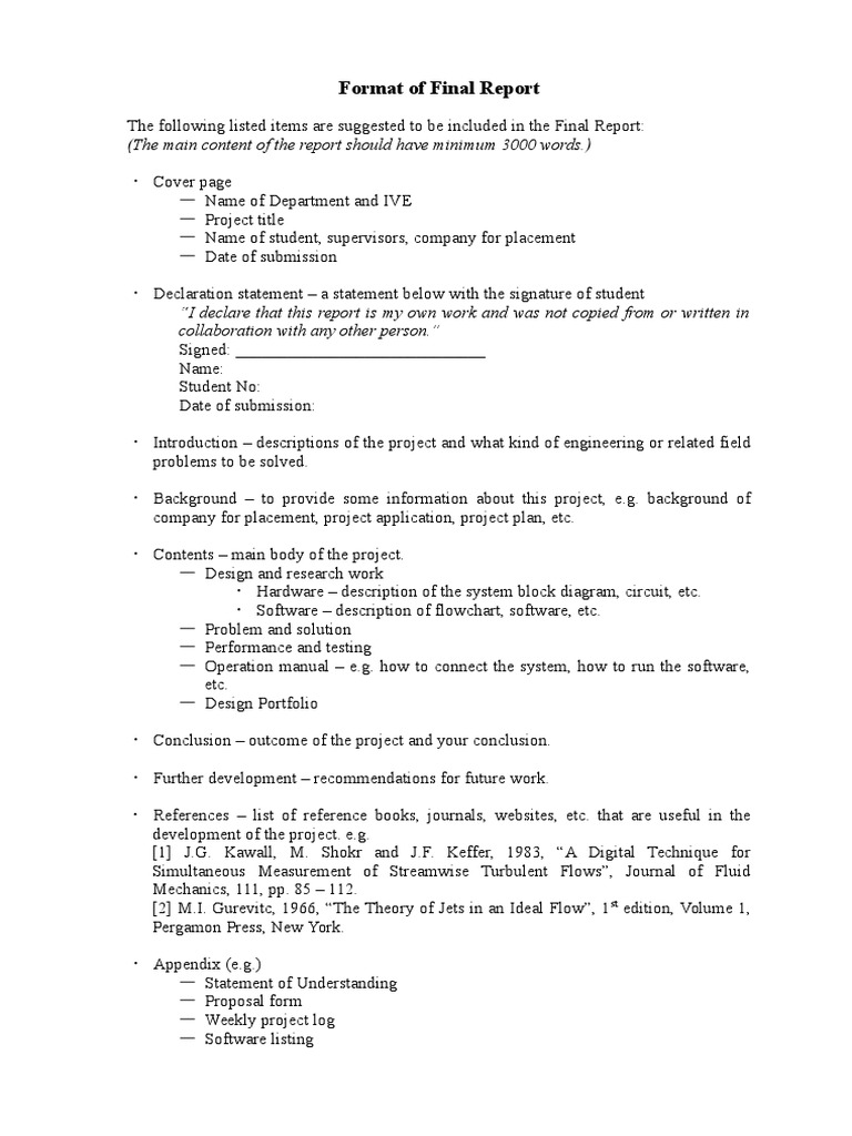 B6. (IBSP) Format of Final Report | PDF | Engineering | Computing