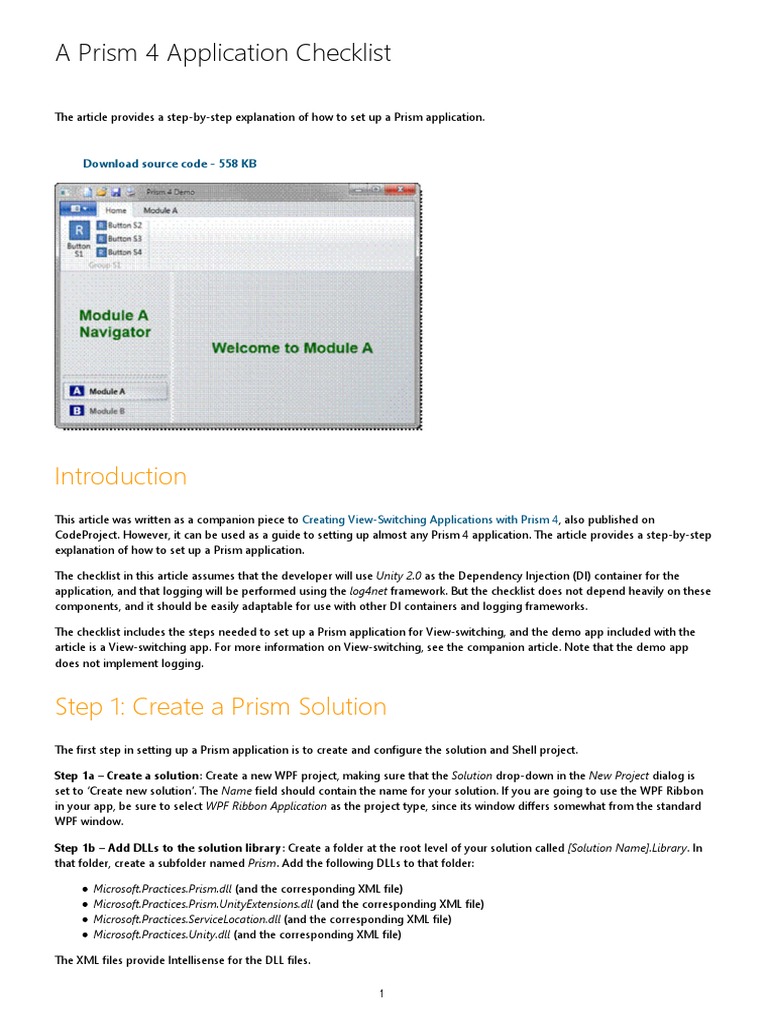 Prism 4 Application Checklist Pdf Extensible Application Markup Language Class Computer
