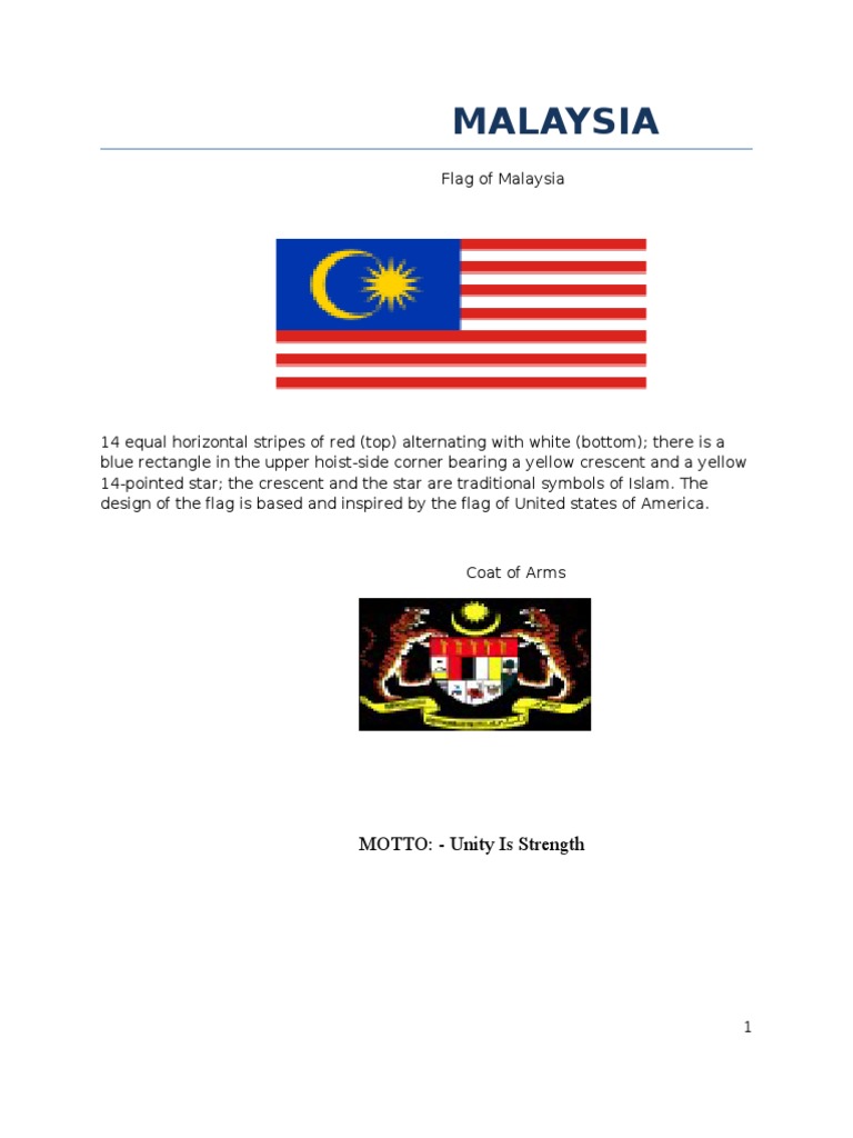 Malaysia: MOTTO: - Unity Is Strength | PDF | Malaysia | Religion And Belief