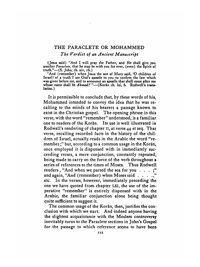 The Paraclete or Mohammed PDF | PDF | Religious Texts | Jesus