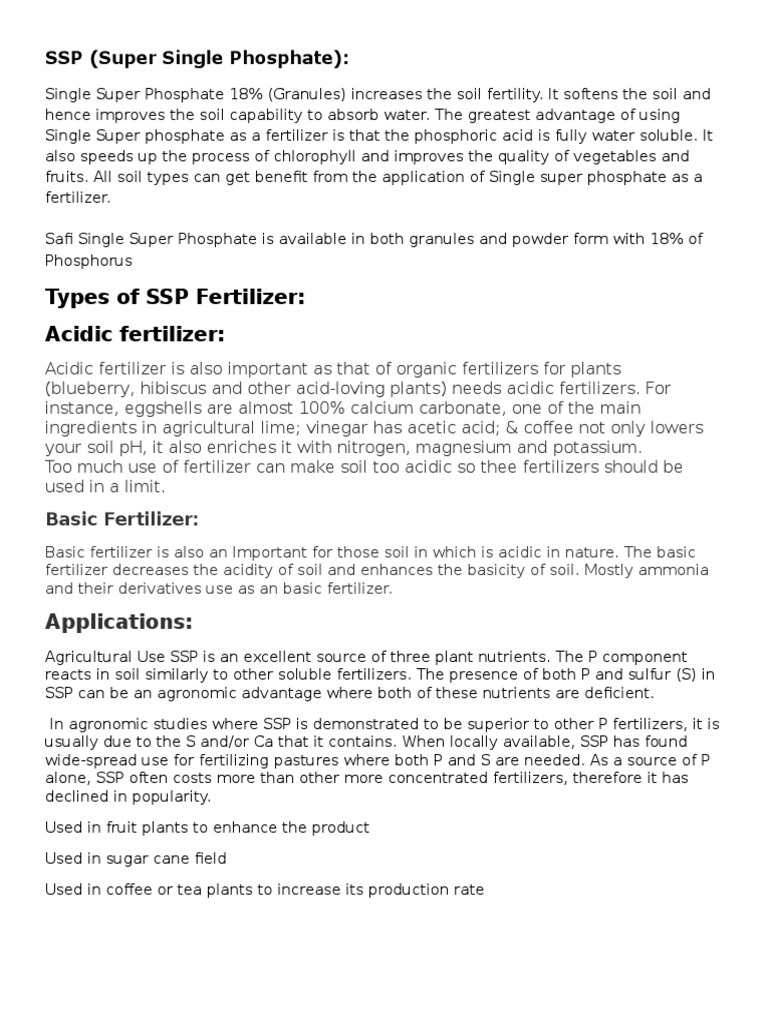Types of SSP Fertilizer: Acidic Fertilizer:: SSP (Super Single ...