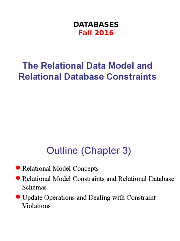 Lecture3 - Relational Data Model and Relational Constraints | PDF ...