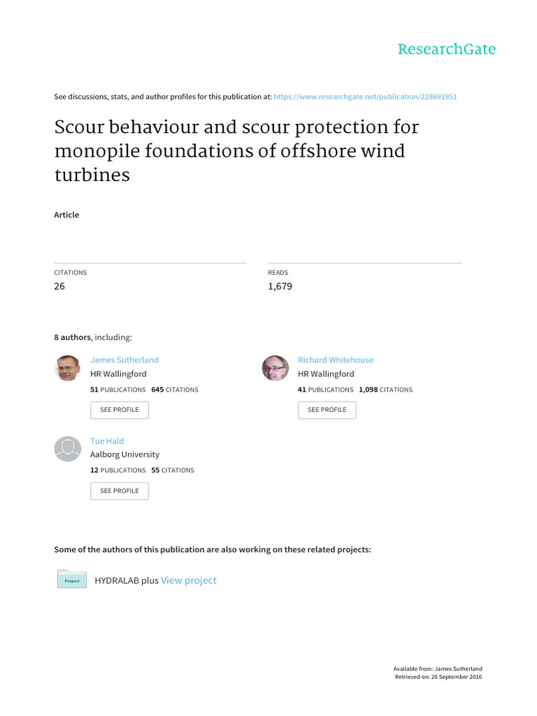 Scour Behaviour and Scour Protection For Monopile Foundations of ...