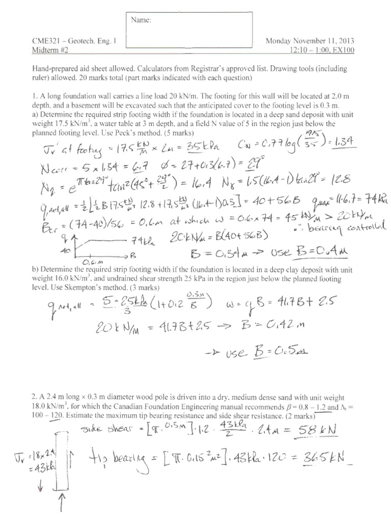 Midterm #2 Solution | PDF | Geotechnical Engineering | Natural Materials
