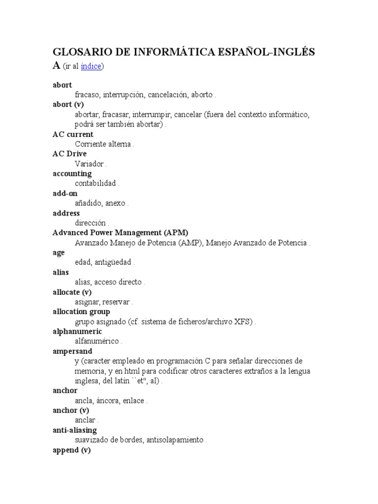 Glosario de Informática Español-Inglés | PDF | Disco flexible | Archivo ...