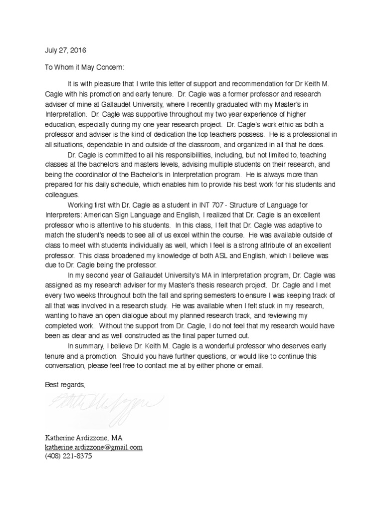 Support for Dr. Keith M. Cagle's Promotion | PDF | American Sign ...