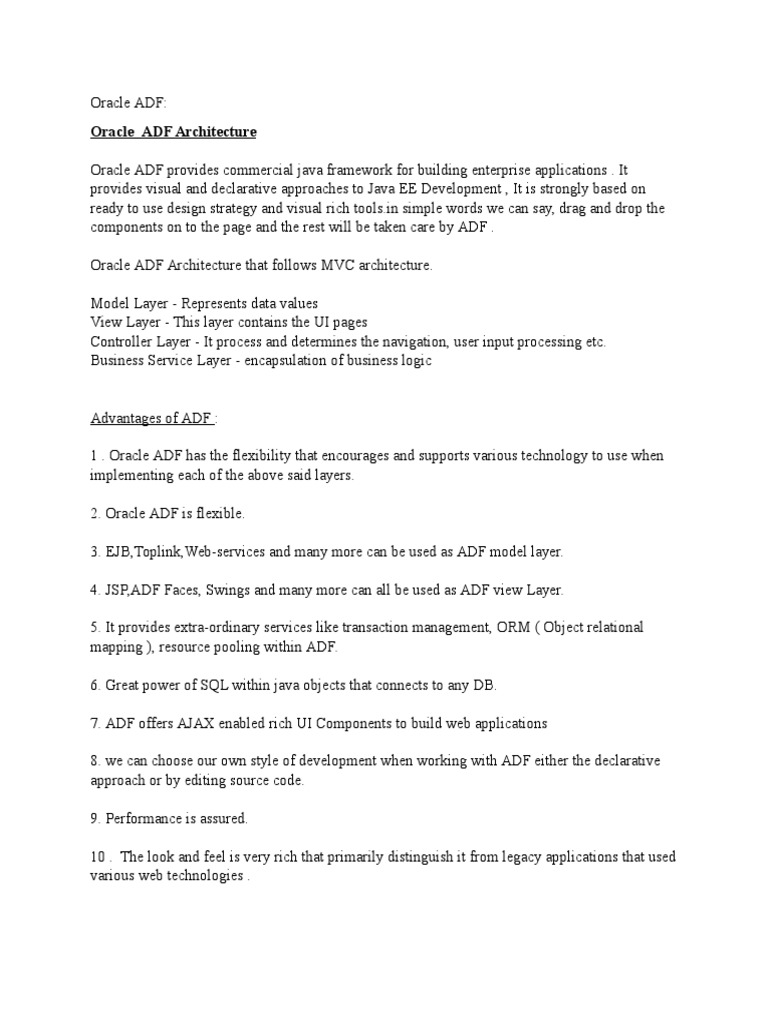 Oracle Adf Architecture Pdf