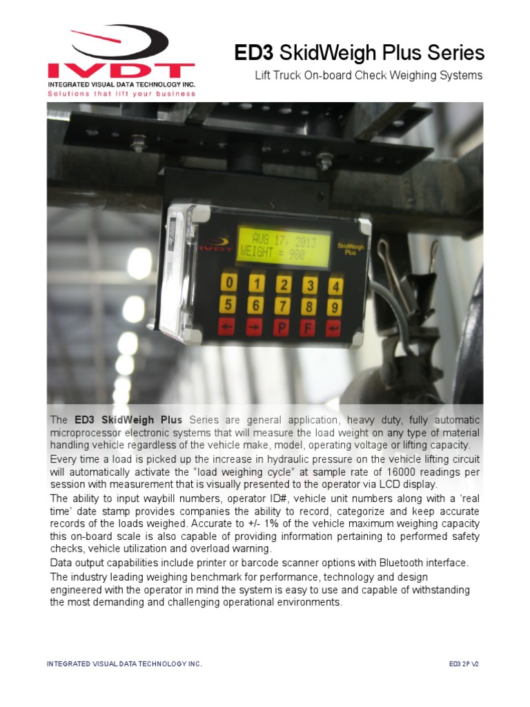 SkidWeigh Plus Series, ED3 2P V2 | PDF | Forklift | Power Supply
