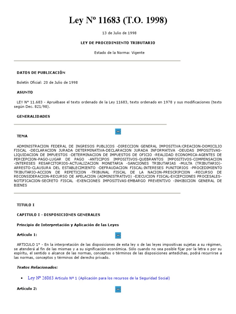 Ley 11683 Comentada | PDF | Impuestos | Impuesto sobre la renta