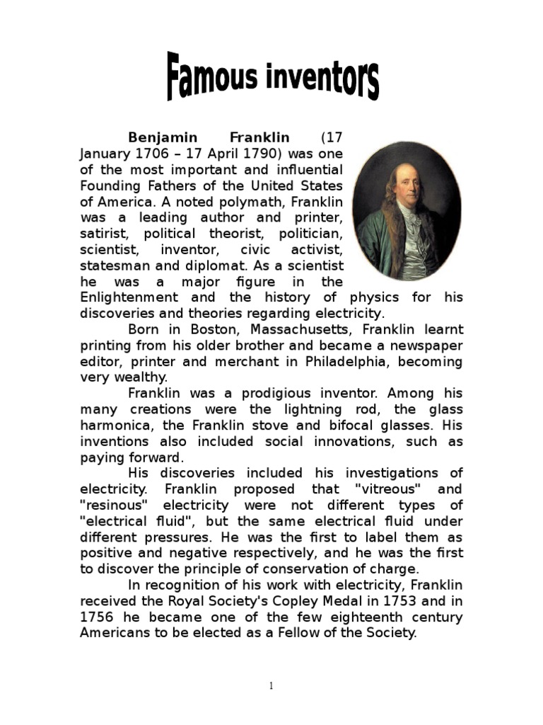 Famous Inventors | Download Free PDF | Benjamin Franklin | Handgun