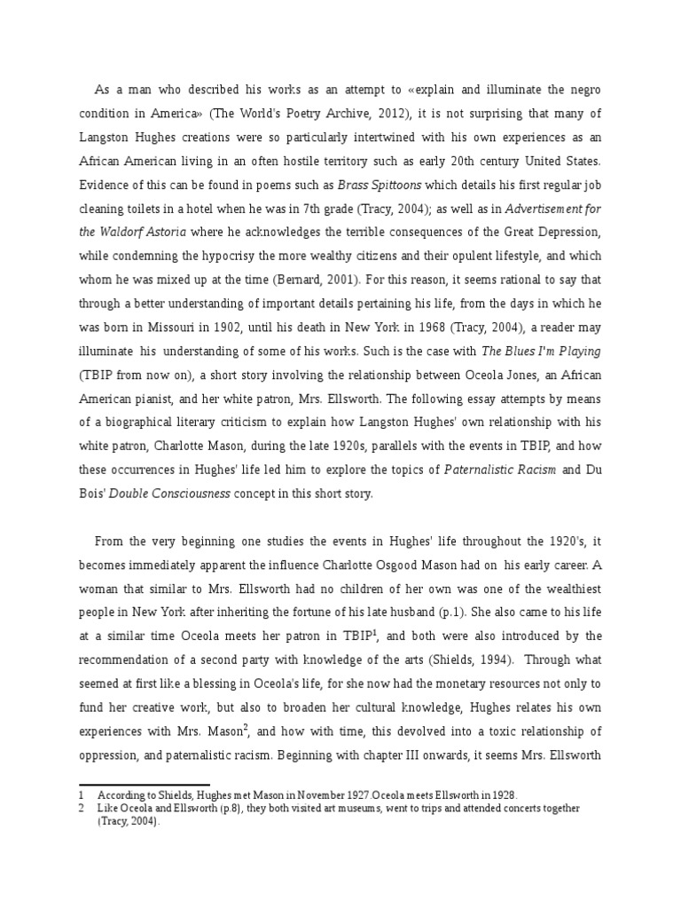 A Biographical Literary Analysis of Langston Hughes' "The Blues I'm ...