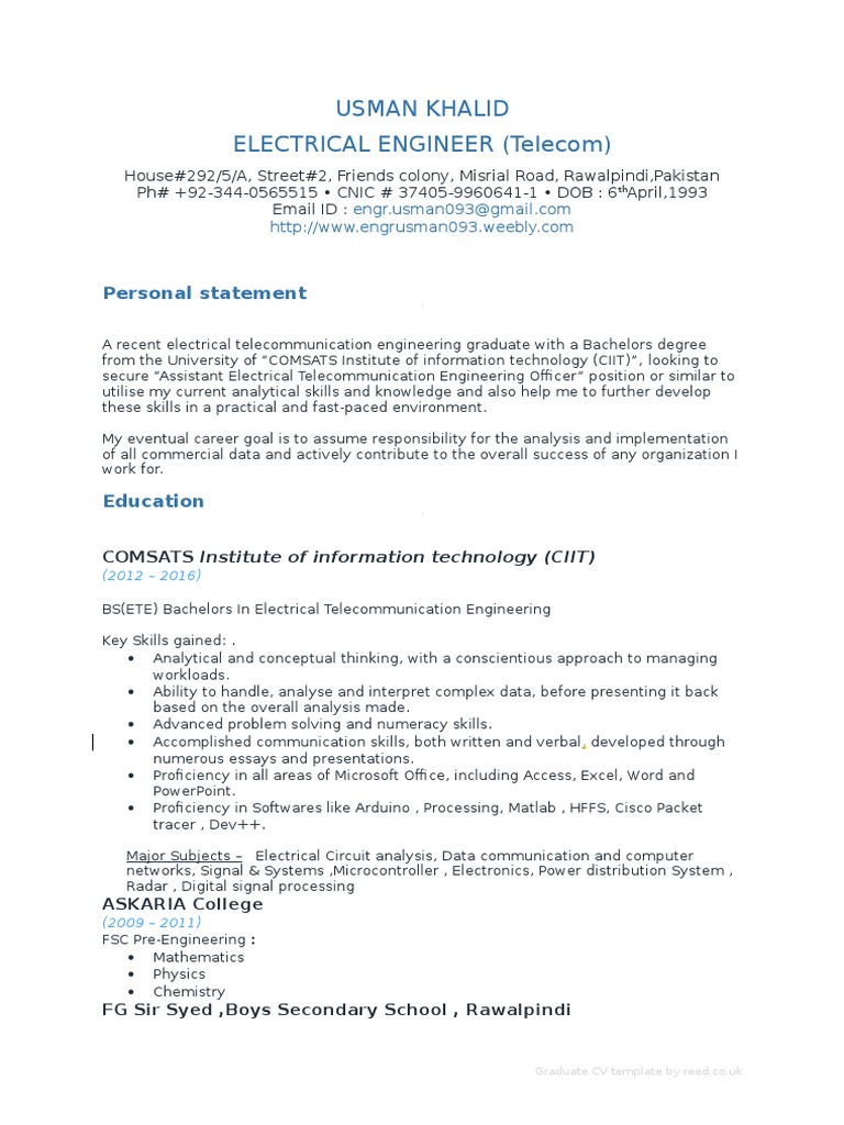Resume | PDF | Telecommunication | Telecommunications Engineering