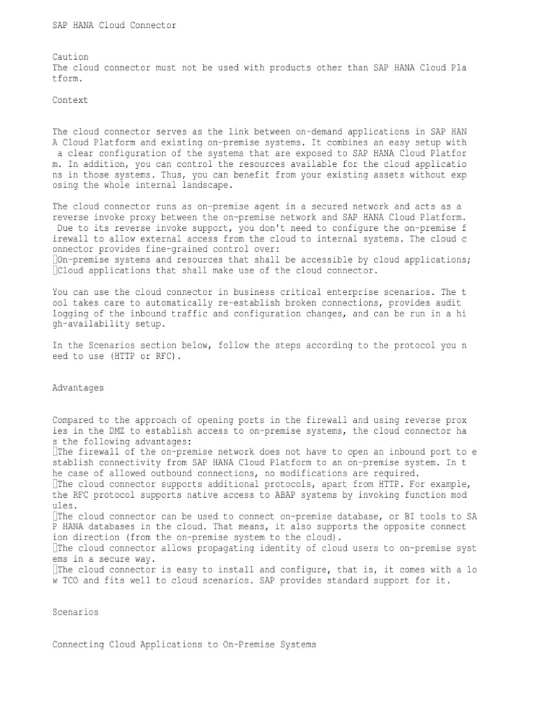 Sap Hana Cloud Connector | PDF | Cloud Computing | Firewall (Computing)