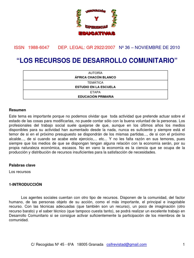 Recursos Comunitarios | PDF | Comunidad | Recursos humanos