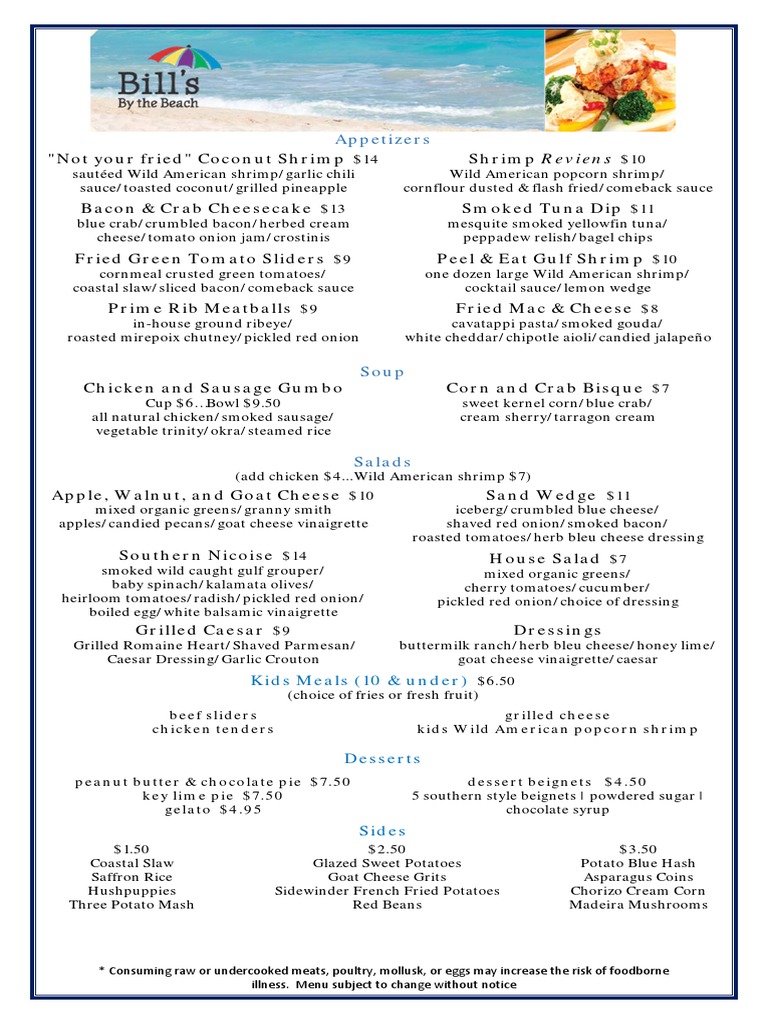 Southern Seafood & Comfort Food Menu | PDF | Salad | Bacon