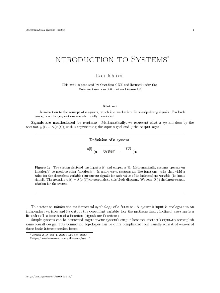 Introduction To Systems 20 | PDF | Feedback | Signal (Electrical ...
