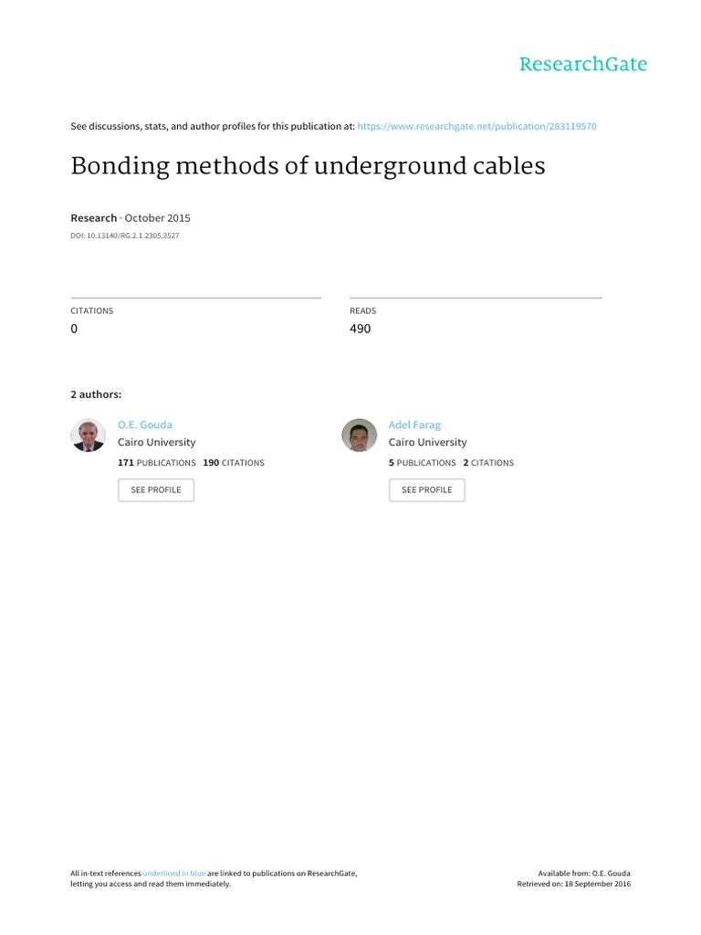 Bonding Methods of Underground Powerb Cables | PDF | Transformer ...