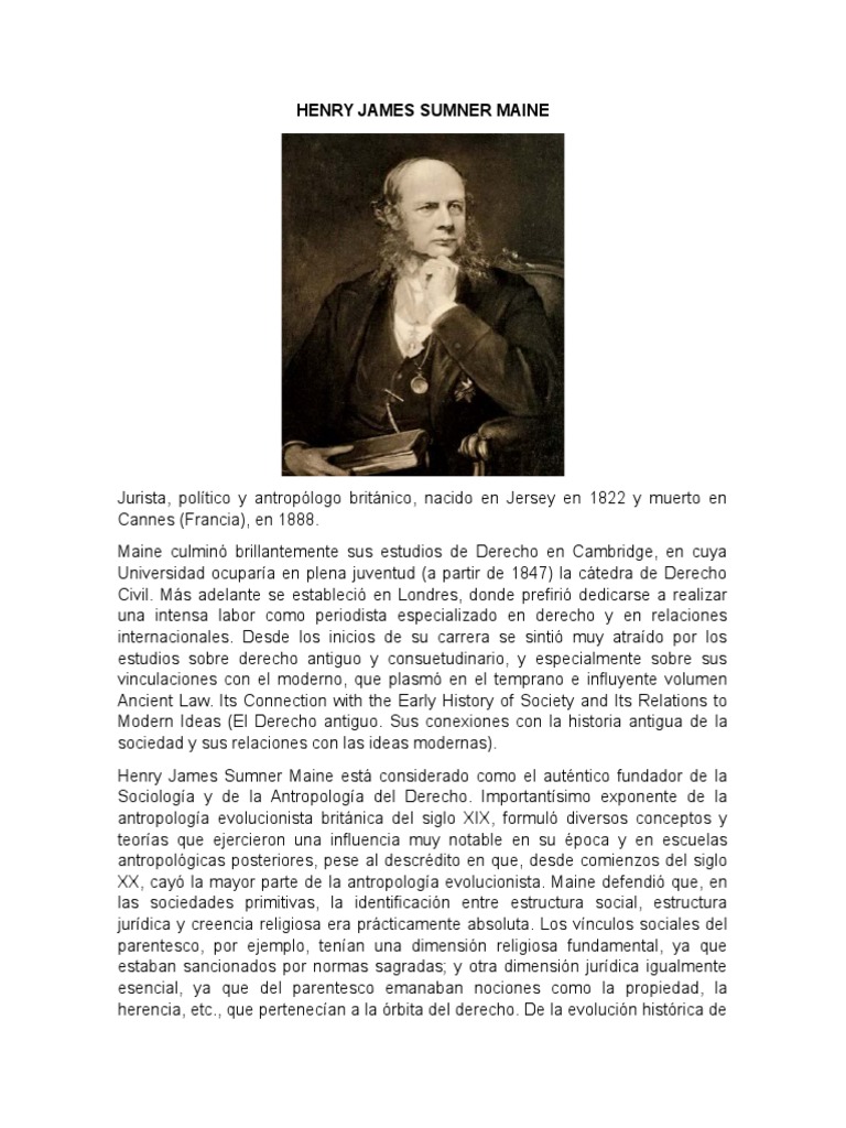 Henry James Sumner Maine | PDF | Antropología | Sociedad