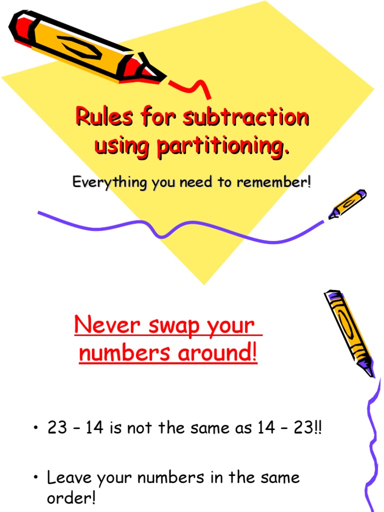 Rules For Subtraction Using Partitioning | PDF