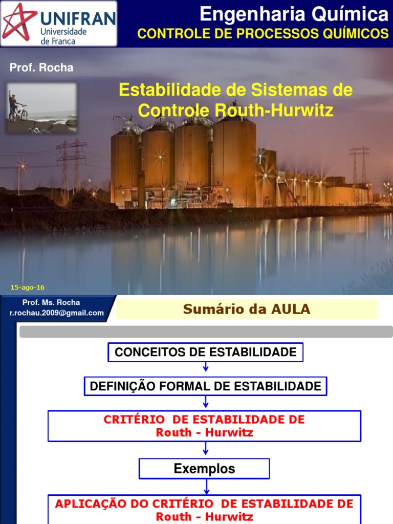 Aula-Critério de Routh-Hurwitz | PDF | Sistema de equações lineares | Tempo