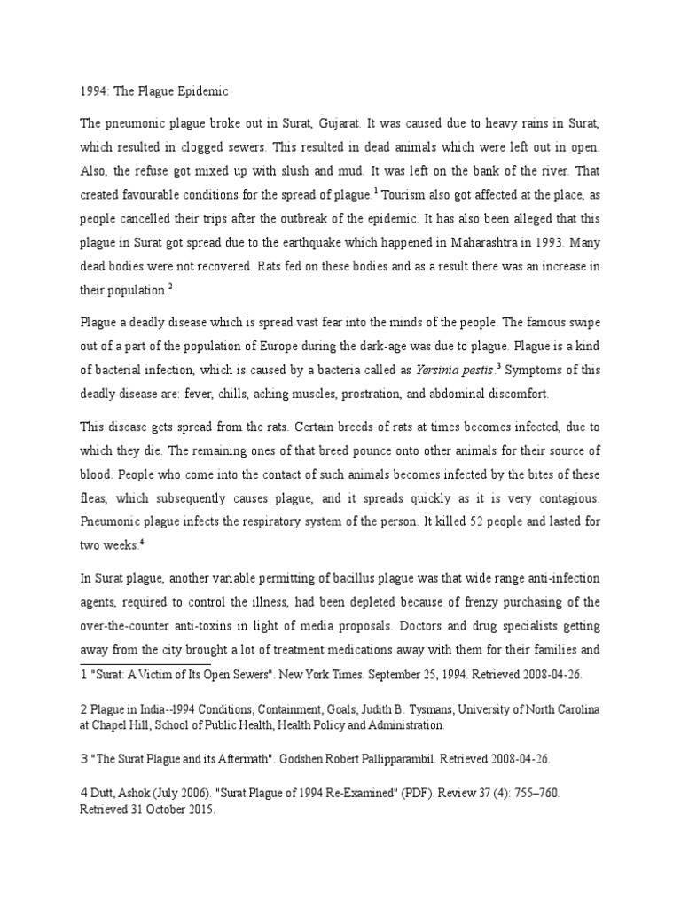 The 1994 Pneumonic Plague Epidemic in Surat, India: Origins ...
