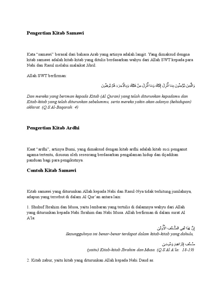 Pengertian Kitab Samawi | PDF | Filsafat