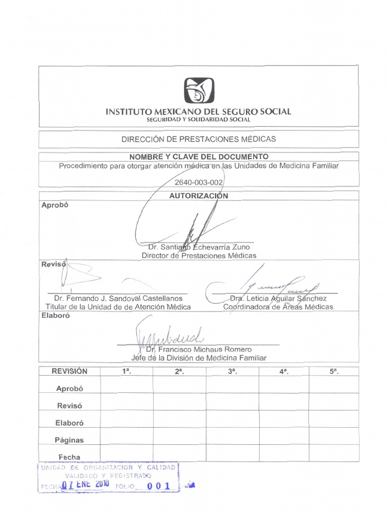 Manual de Procedimientos Asistente Médica IMSS | PDF | Medicina ...