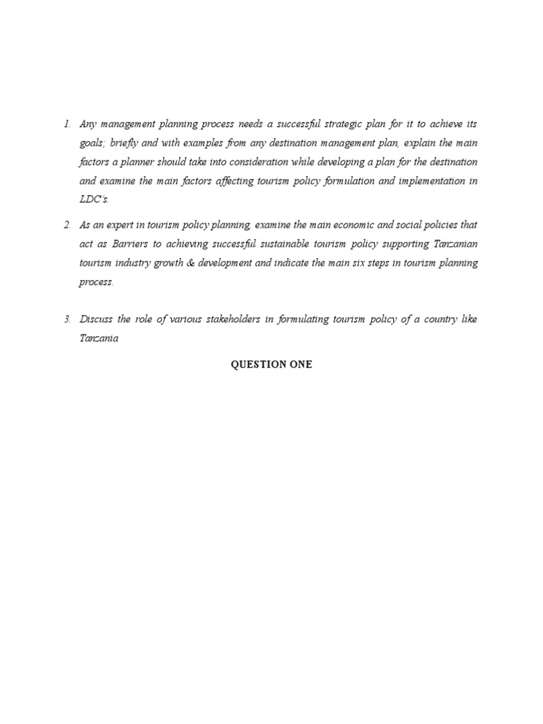 Tourism Policy and Planning | PDF | Tourism | Goal