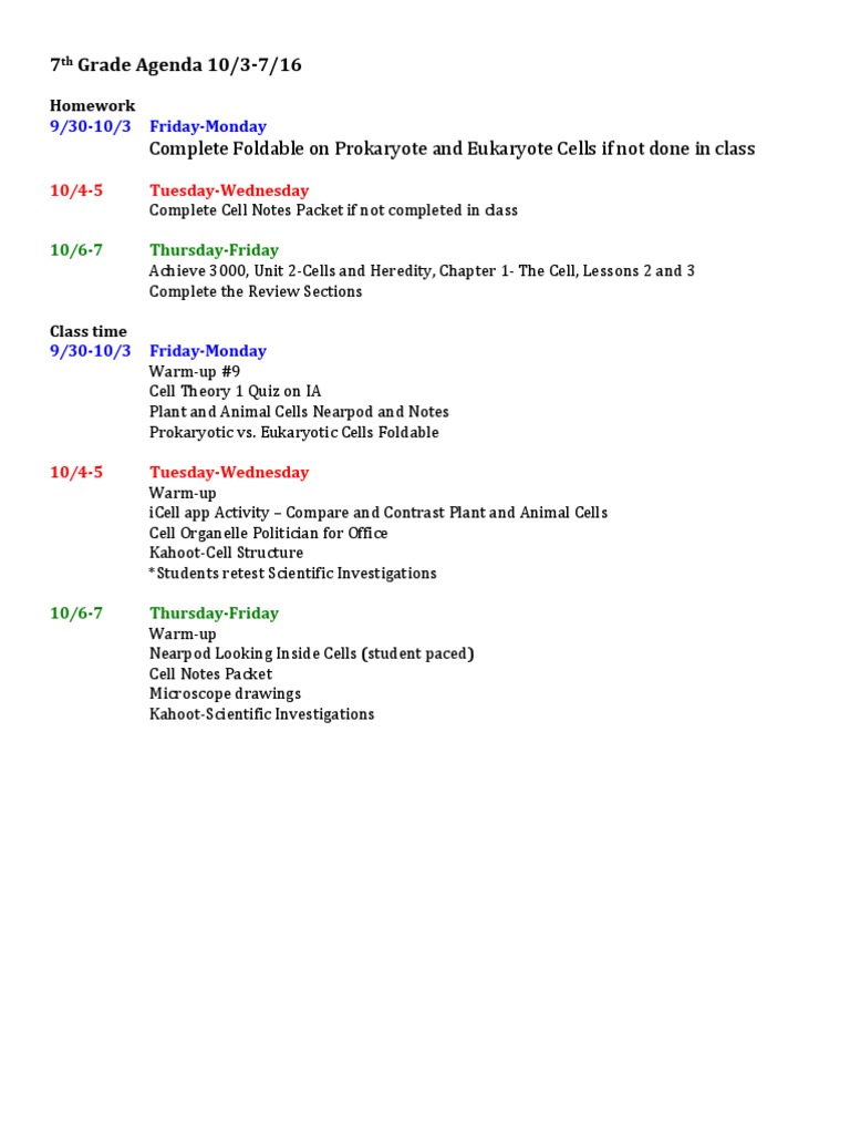 Complete Foldable On Prokaryote and Eukaryote Cells If Not Done in ...