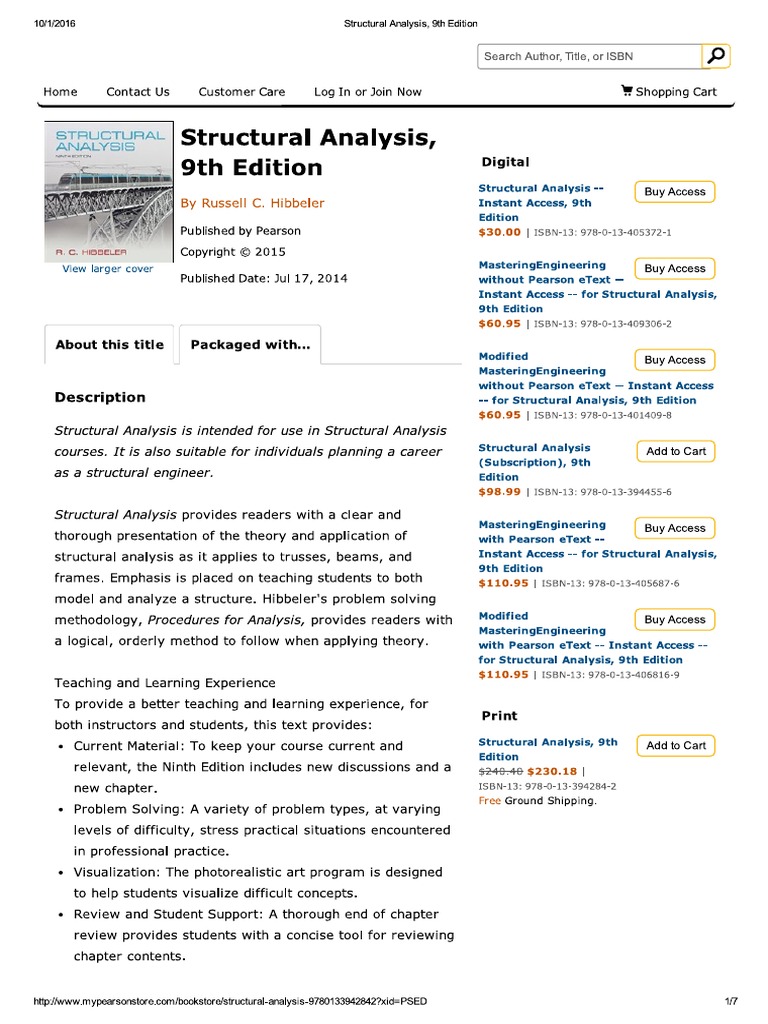 Structural Analysis, 9th Edition | PDF