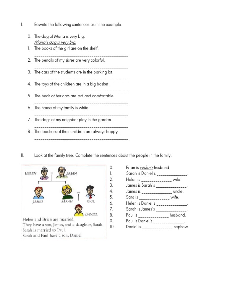 Possessive Case Exercises and Worksheets | PDF