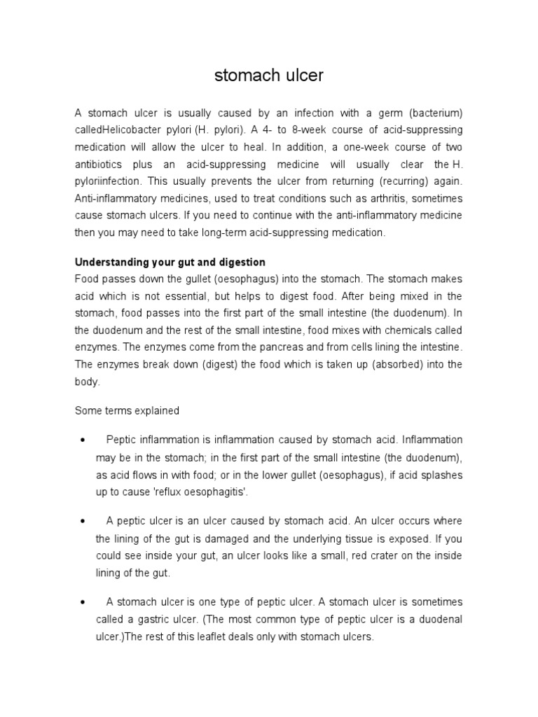 Stomach Ulcer: Understanding Your Gut and Digestion | PDF | Peptic ...