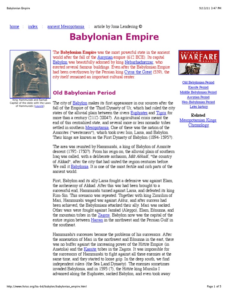 Babylonian Empire | PDF | Babylonia | Babylon