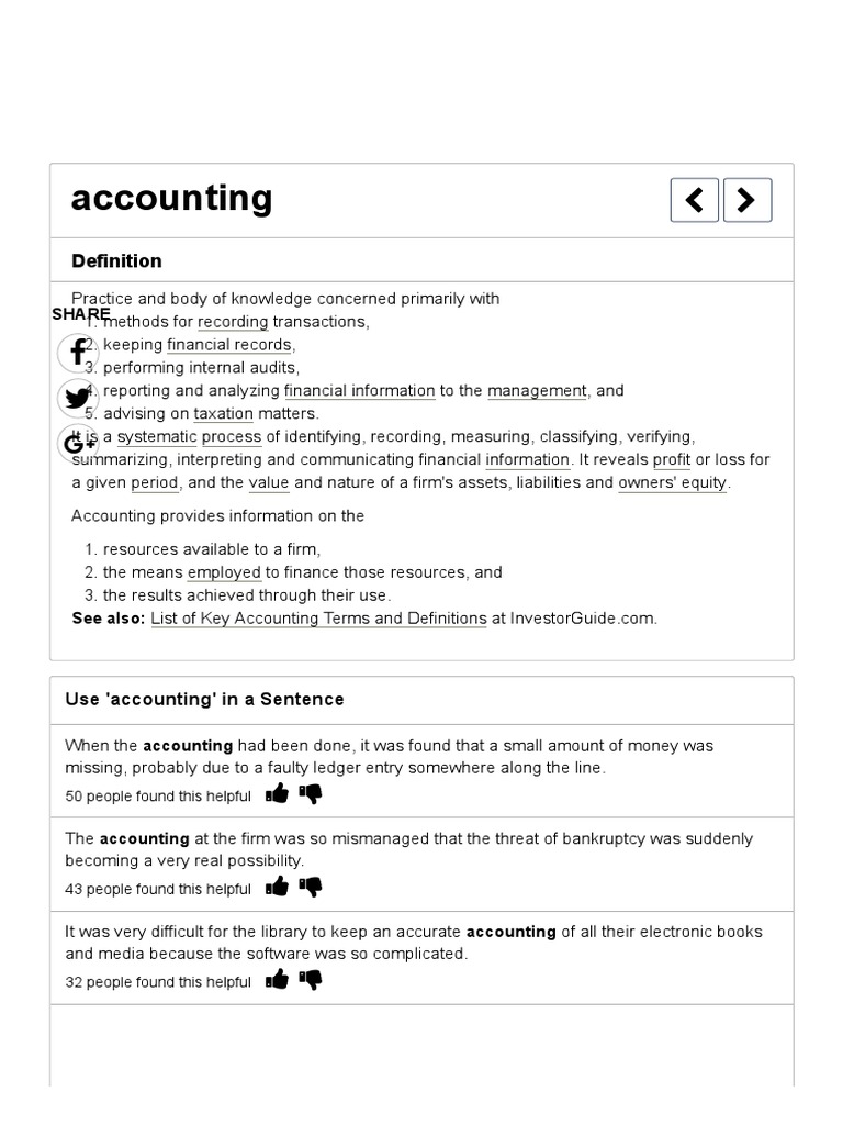 What Is Accounting - Definition and Meaning - BusinessDictionary | PDF