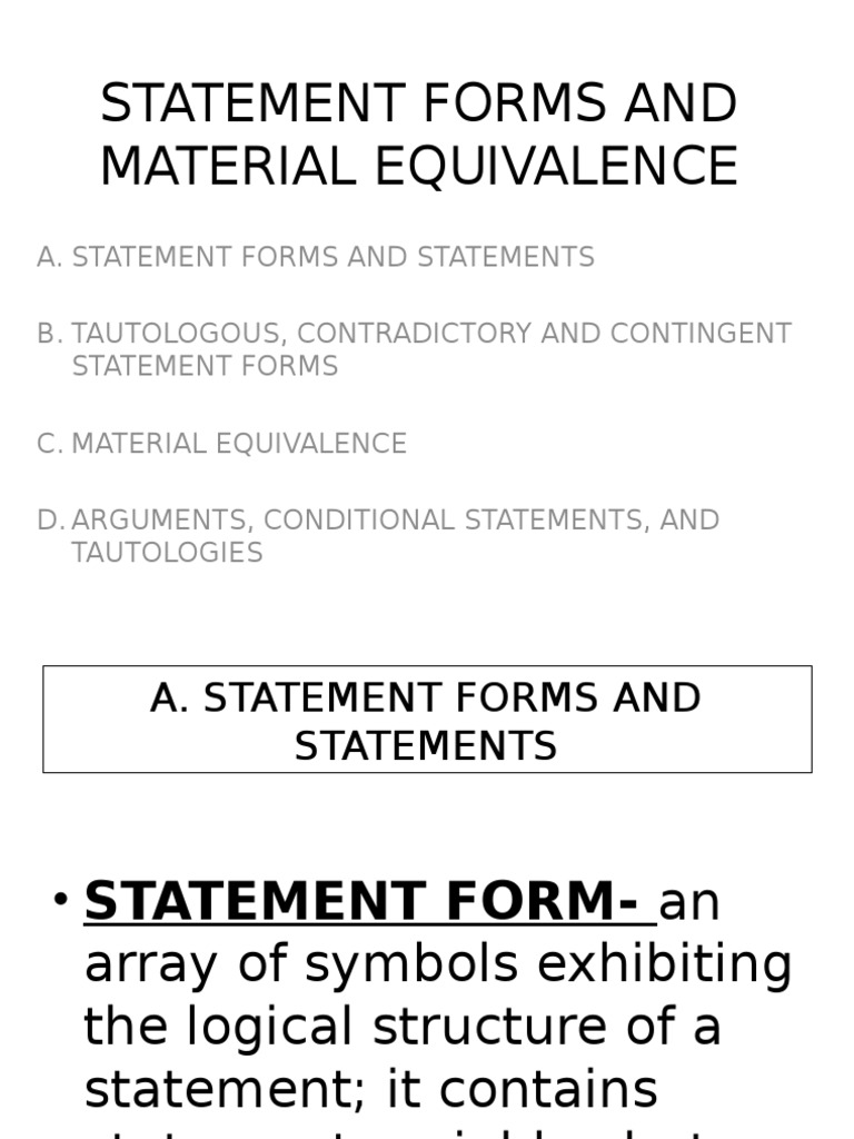 STATEMENT FORMS & LOGICAL RELATIONS | PDF | Argument | Formalism ...