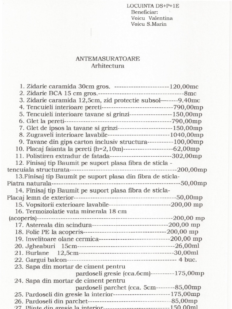 Antemasuratoare Arhitectura | PDF