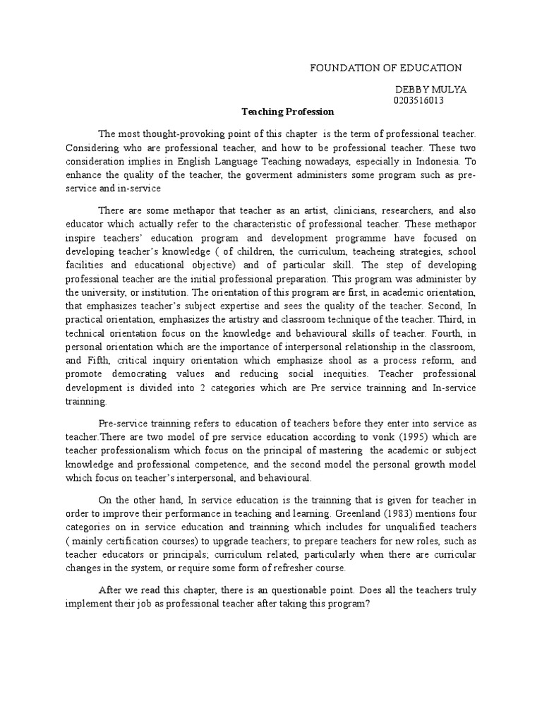 Understanding Teacher Professionalism in Indonesia | PDF | Teachers ...