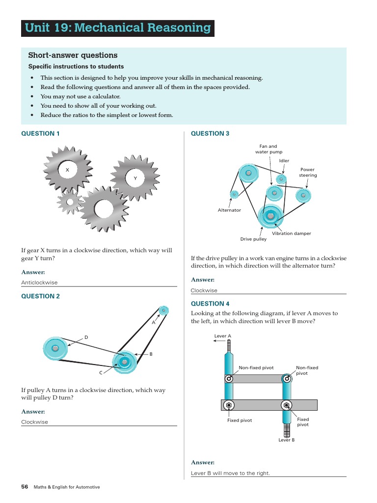 Unit 19: Mechanical Reasoning: Short-Answer Questions | PDF | Lever ...