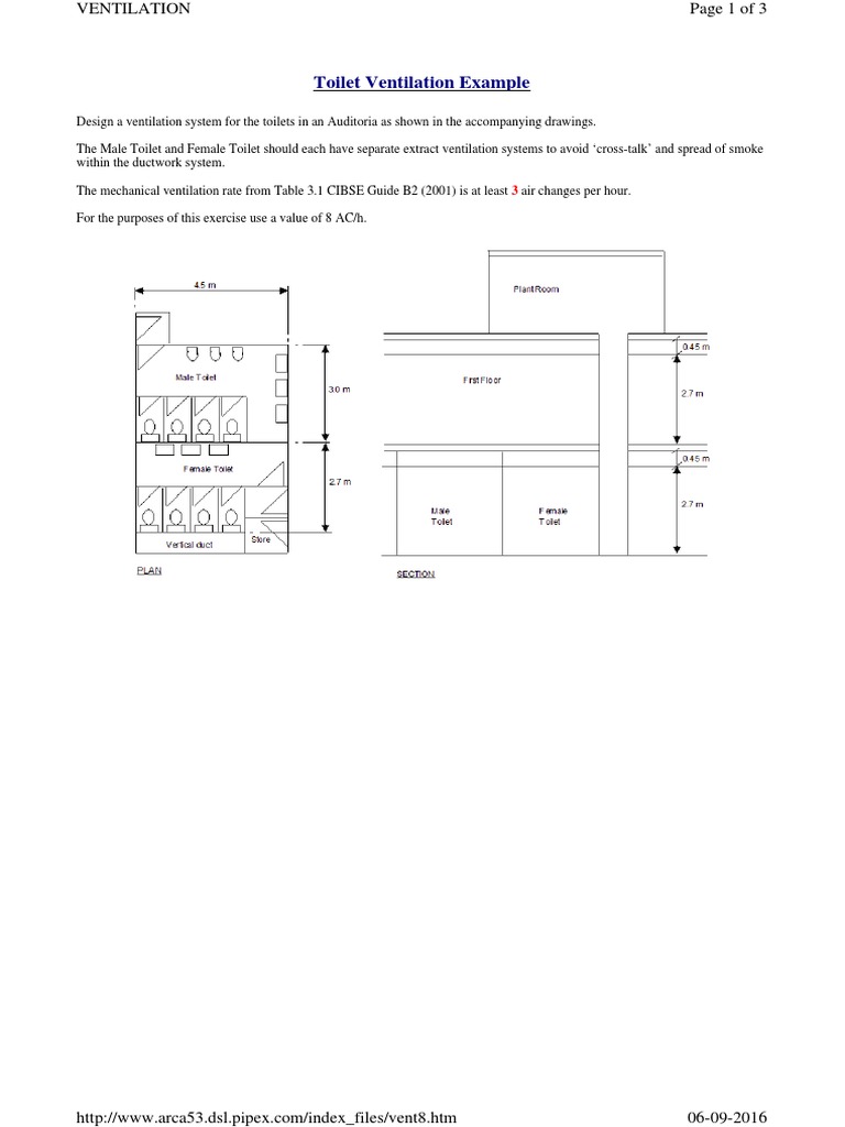 Toilet Ventilation Example | PDF | Duct (Flow) | Ventilation (Architecture)