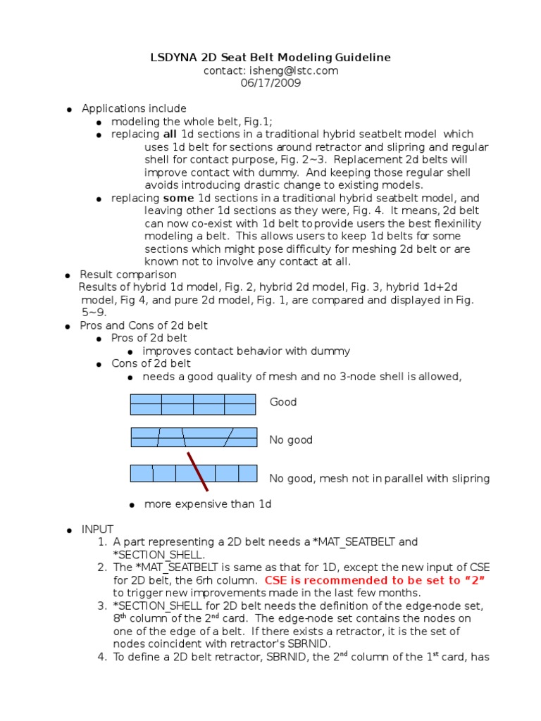 A Guide to Modeling Two-Dimensional Seat Belts in LS-DYNA with ...
