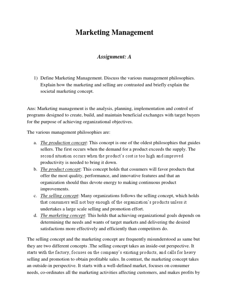 Marketing Management: Assignment: A | PDF | Marketing | Marketing Strategy