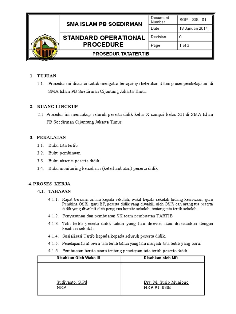 Sop Prosedur Tata Tertib | PDF