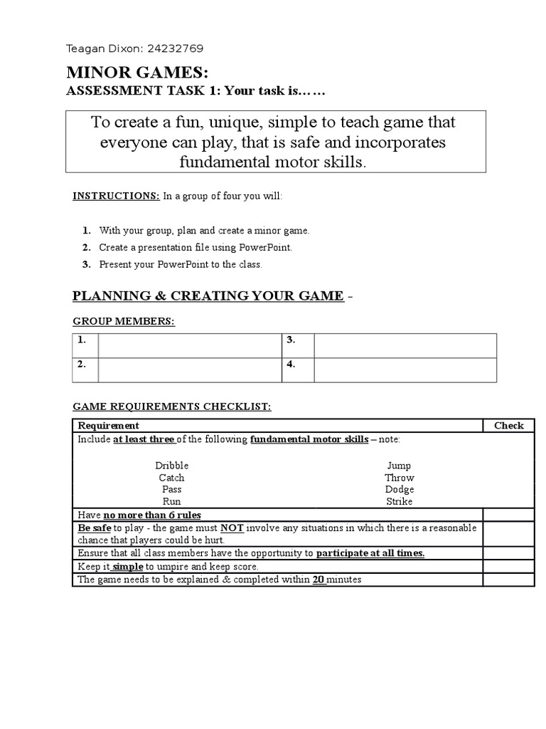 Minor Games | PDF | Educational Assessment | Communication