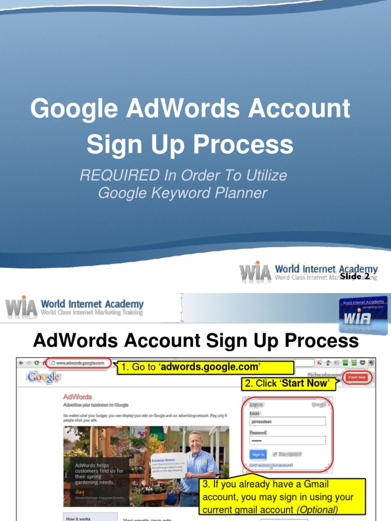 Google Adwords Account: Sign Up Process | PDF